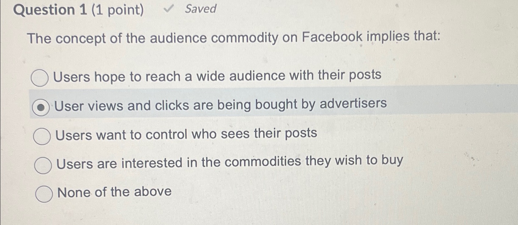 Solved Question 1 (1 ﻿point) ﻿SavedThe concept of the | Chegg.com