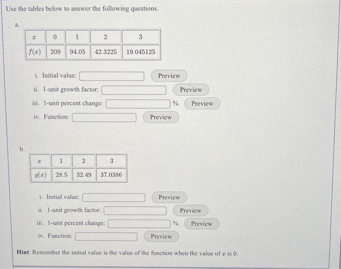 Solved Use the tables below to answer the following | Chegg.com