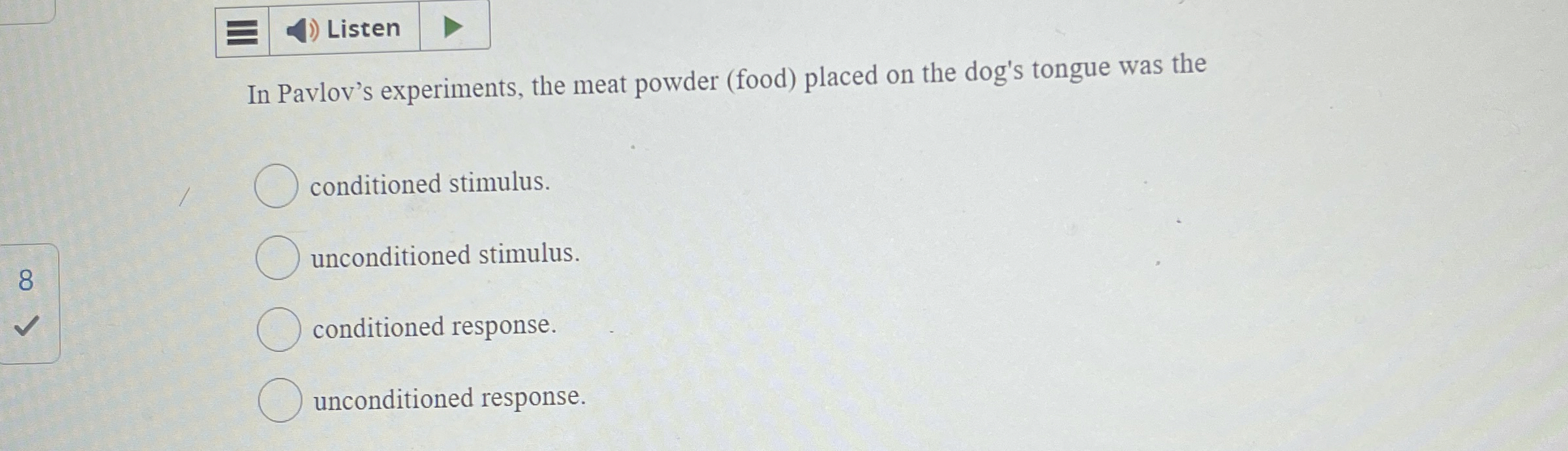 Solved In Pavlov's experiments, the meat powder (food) | Chegg.com