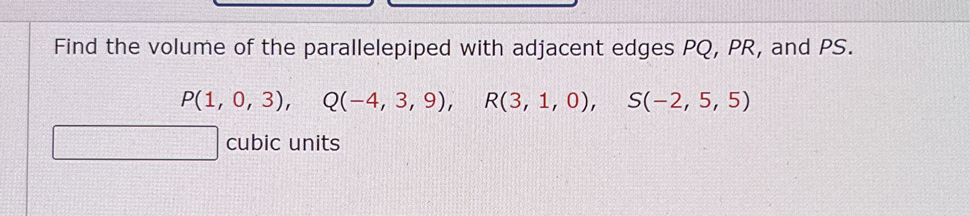 Solved Find the volume of the parallelepiped with adjacent | Chegg.com