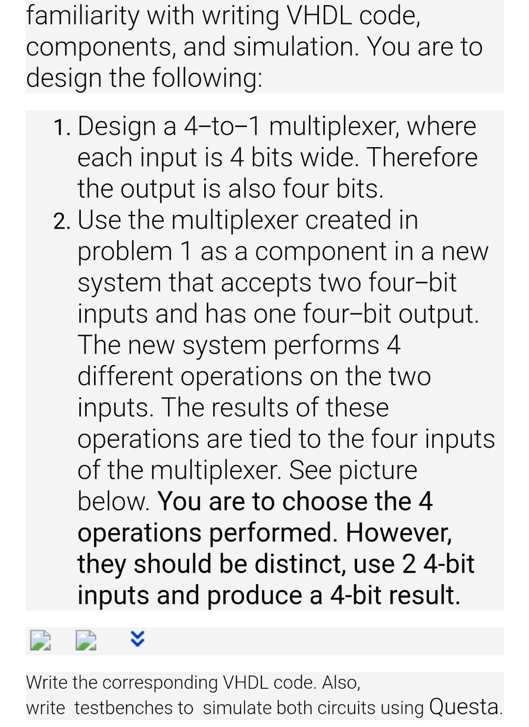 Solved familiarity with writing VHDL code, components, and | Chegg.com