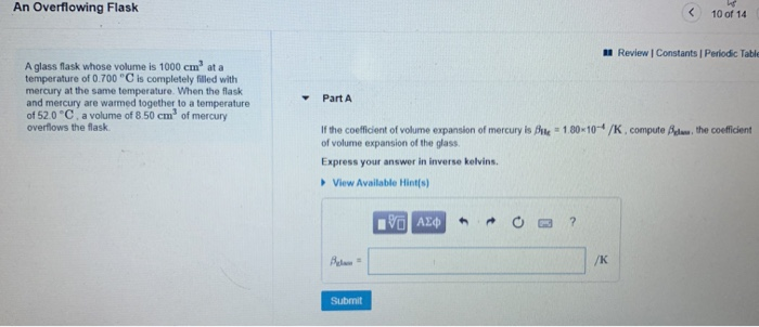 Solved An Overflowing Flask 10 of 14 a Review Constants | Chegg.com