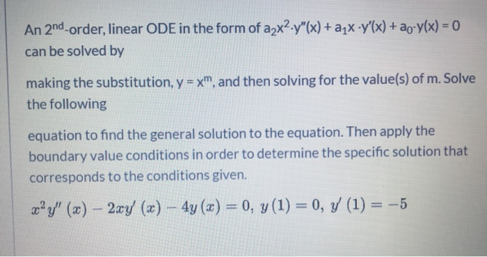 Solved An 2nd-order, linear ODE in the form of a2x2-y"(x)+ | Chegg.com