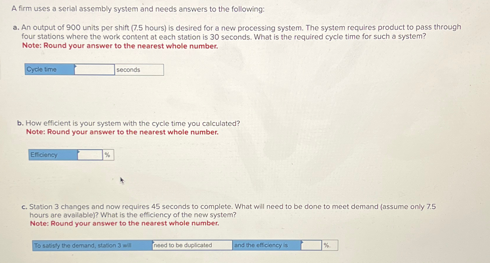 Solved A firm uses a serial assembly system and needs | Chegg.com