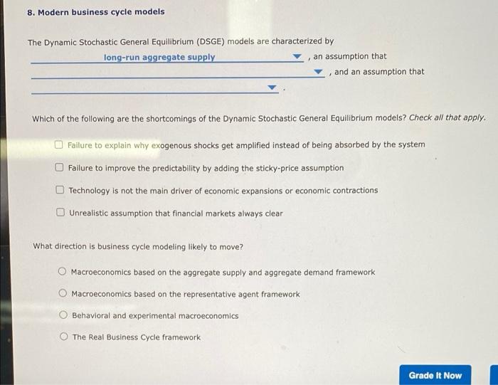 Solved 8. Modern business cycle models The Dynamic | Chegg.com