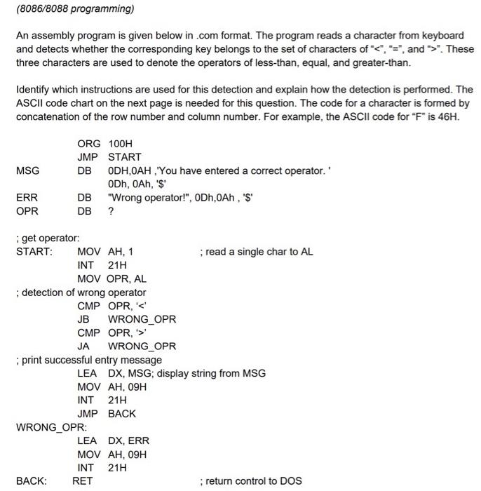Solved 80868088 Programming An Assembly Program Is Given 