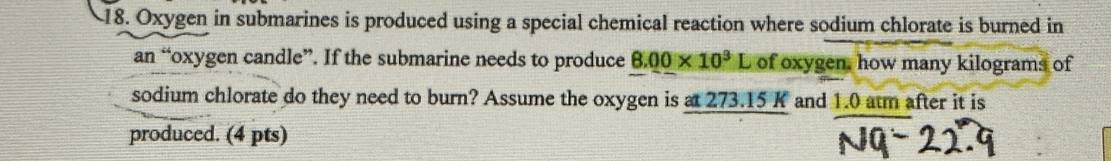 Solved Oxygen in submarines is produced using a special | Chegg.com