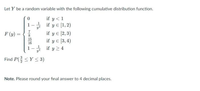 Solved y? Let Y be a random variable with the following | Chegg.com