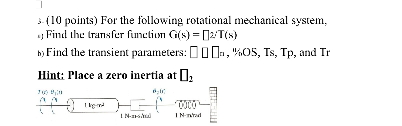 Solved 3- ﻿For the following rotational mechanical system,a) | Chegg.com