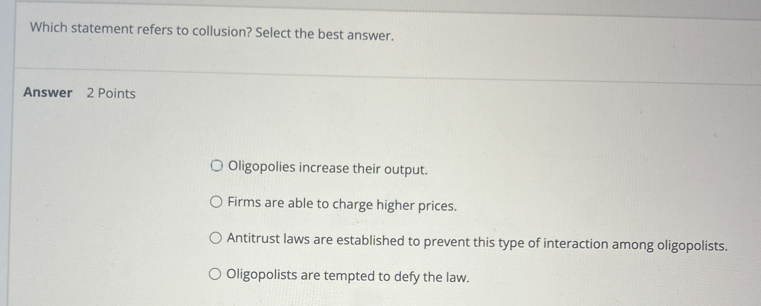 Solved Which statement refers to collusion? Select the best | Chegg.com
