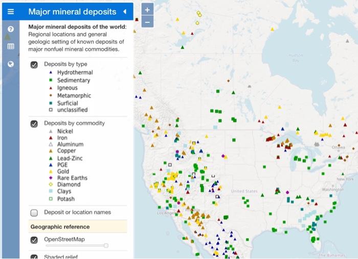 Solved III + 1 Major mineral deposits Major mineral deposits | Chegg.com