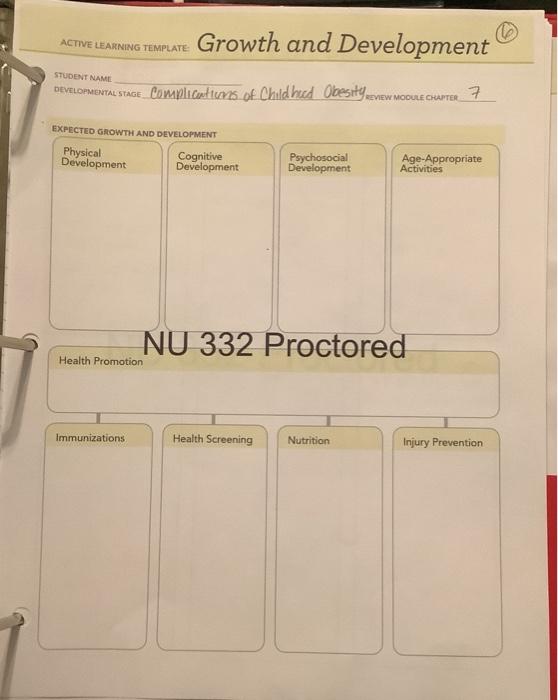 Solved ACTIVE LEARNING TEMPLATE Growth and Development | Chegg.com