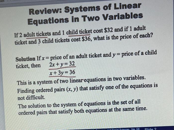 Solved Review: Systems of Linear Equations in Two Variables | Chegg.com
