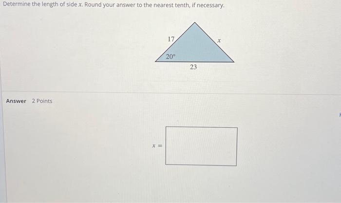 Solved Determine the length of side x. Round your answer to | Chegg.com