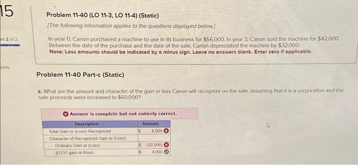 Solved Problem 11-40 (LO 11-3, LO 11-4) (Static) [The | Chegg.com