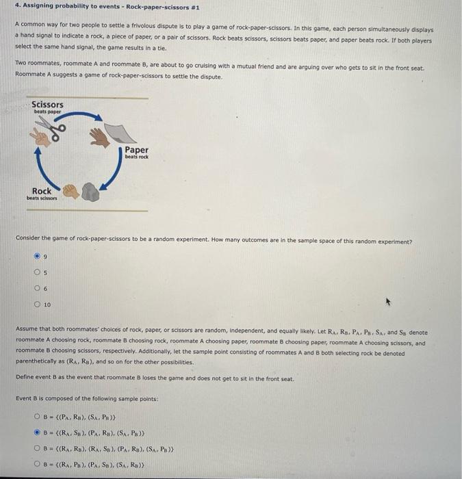 Solved 4. Assigning probability to events - | Chegg.com