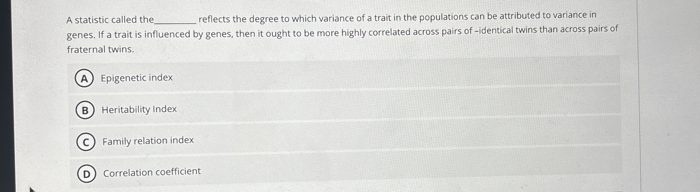 Solved A statistic called the q, ﻿reflects the degree to | Chegg.com