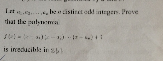 Solved Let a1,a2,....,an ﻿be n ﻿distinct odd integers. Prove | Chegg.com