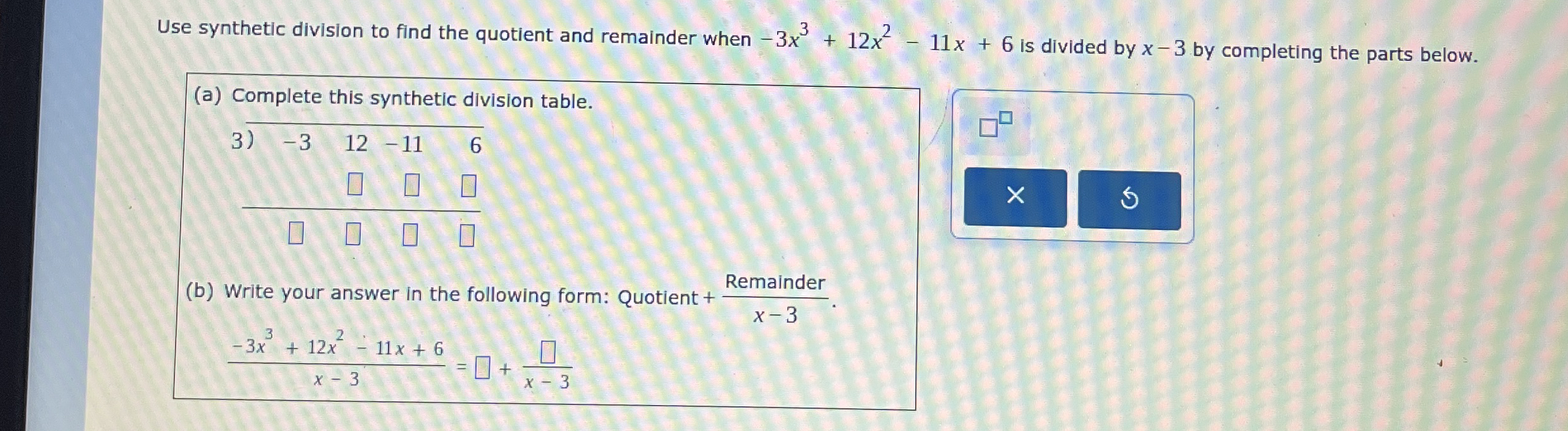 Solved Use synthetic division to find the quotient and | Chegg.com