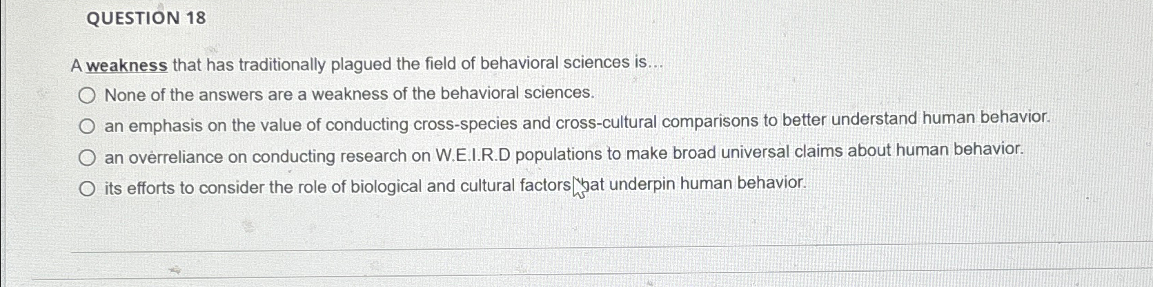 Solved QUESTION 18A weakness that has traditionally plagued | Chegg.com