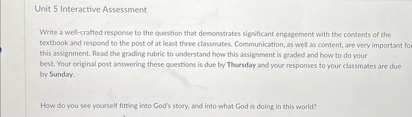 Solved Unit 5 ﻿Interactive AssessmentWrite a well-crafted | Chegg.com