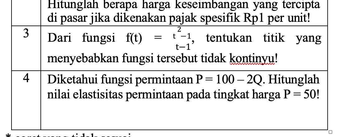 Solved 1. ﻿Hitunglah nilai elastisitas permintaan pada | Chegg.com