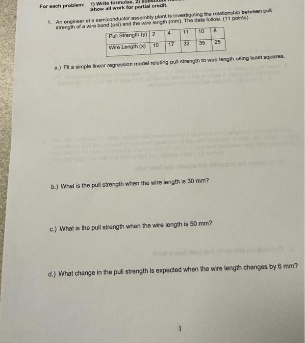 Solved For each problem: 1) Write formulas, 2) suDstidit. | Chegg.com