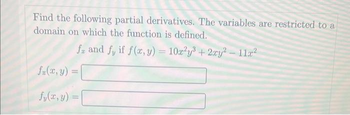 Solved Find the following partial derivatives. The variables | Chegg.com