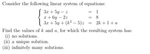 Solved Consider the following linear system of | Chegg.com