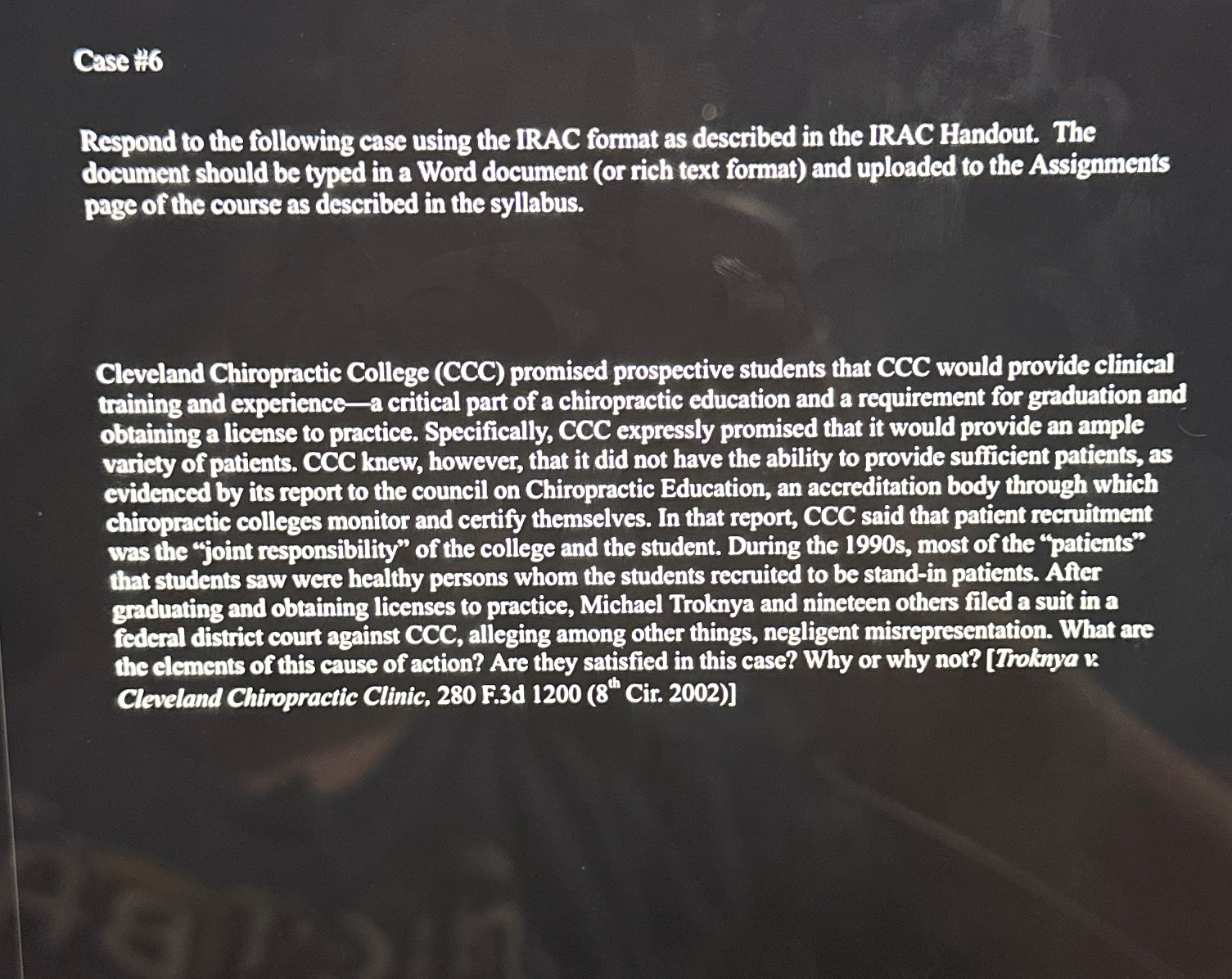 Solved Case 16Respond to the following case using the IRAC | Chegg.com
