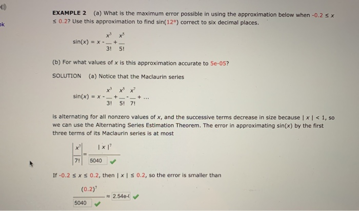 Solved EXAMPLE 2 (a) What is the maximum error possible in | Chegg.com