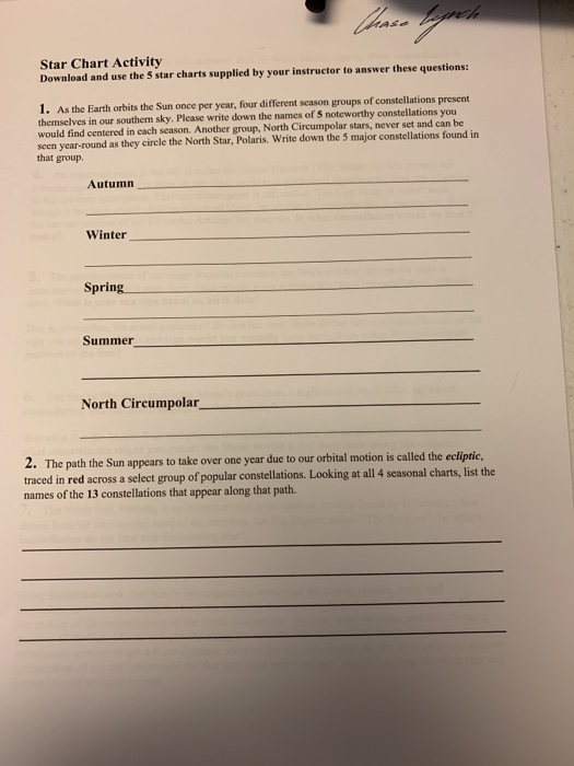 Solved Star Chart Activity Download and use the 5 star | Chegg.com