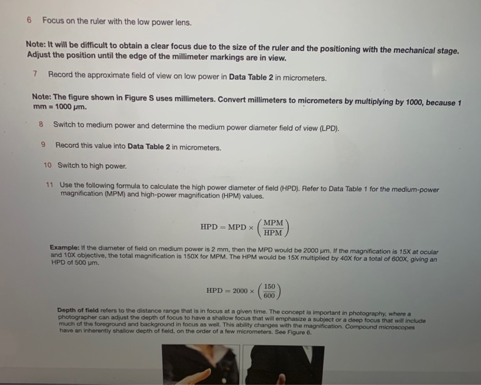 6 Focus on the ruler with the low power lens. Note: | Chegg.com