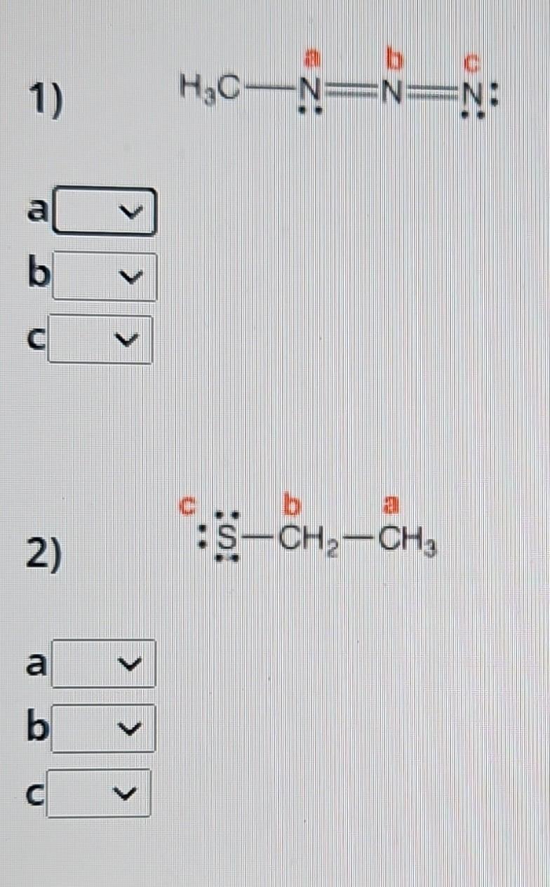 Solved 1) 2)H3C−N=N=N:1) | Chegg.com