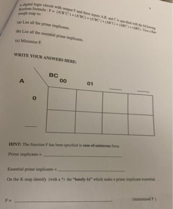 Solved naugh map to: (b) List all the the essential prime | Chegg.com