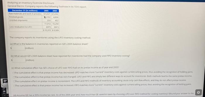Solved Analyzing an inventory Footnote Disclosure General | Chegg.com