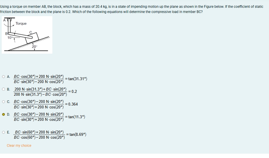 Solved Using a torque on ﻿member AB , ﻿the block, which has | Chegg.com