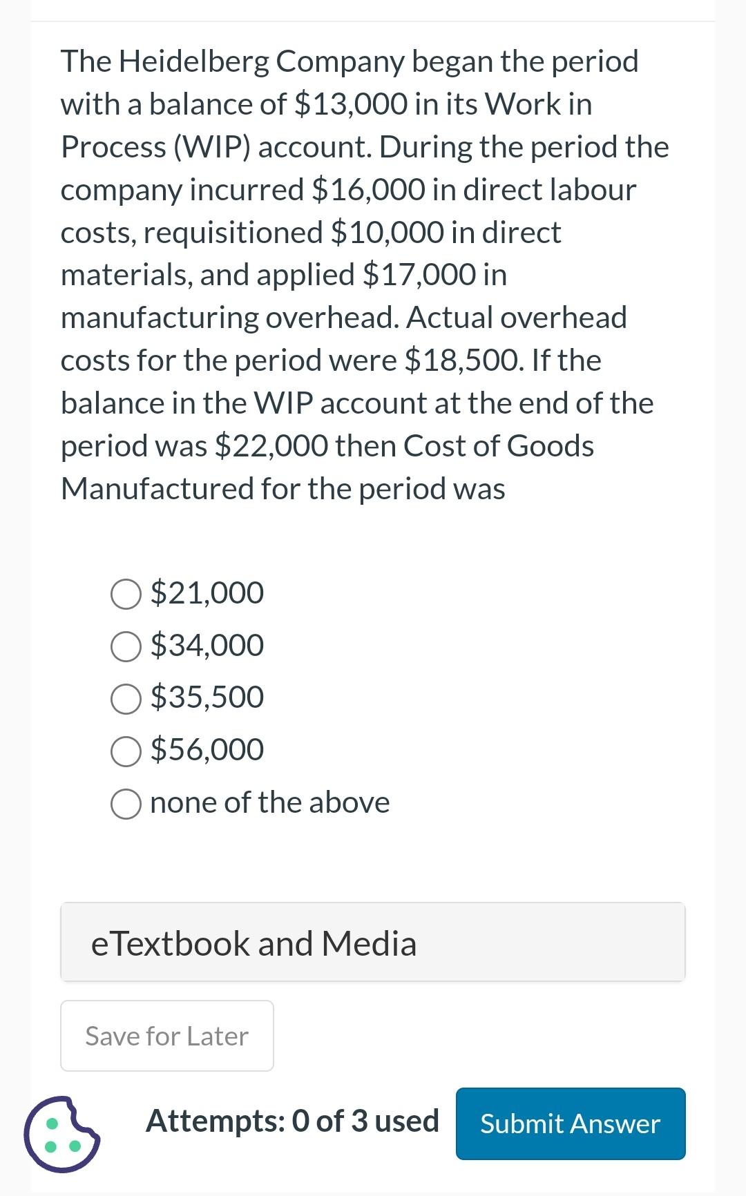 Solved The Heidelberg Company began the period with a | Chegg.com