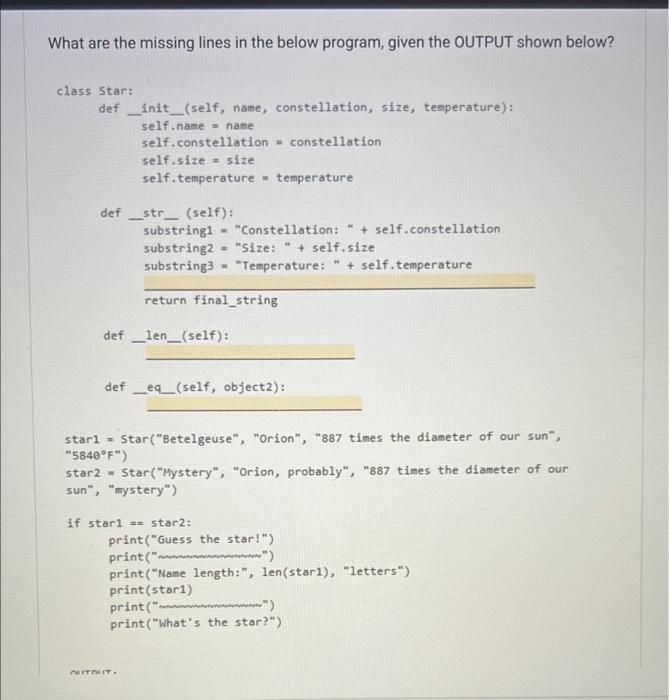 Solved What are the missing lines in the below program, | Chegg.com