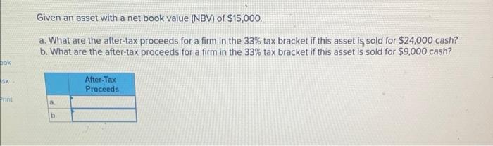 Solved Given an asset with a net book value (NBV) of | Chegg.com