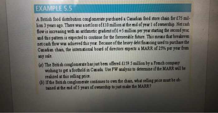 Solved EXAMPLE 5.5 A British food distribution conglomerate | Chegg.com