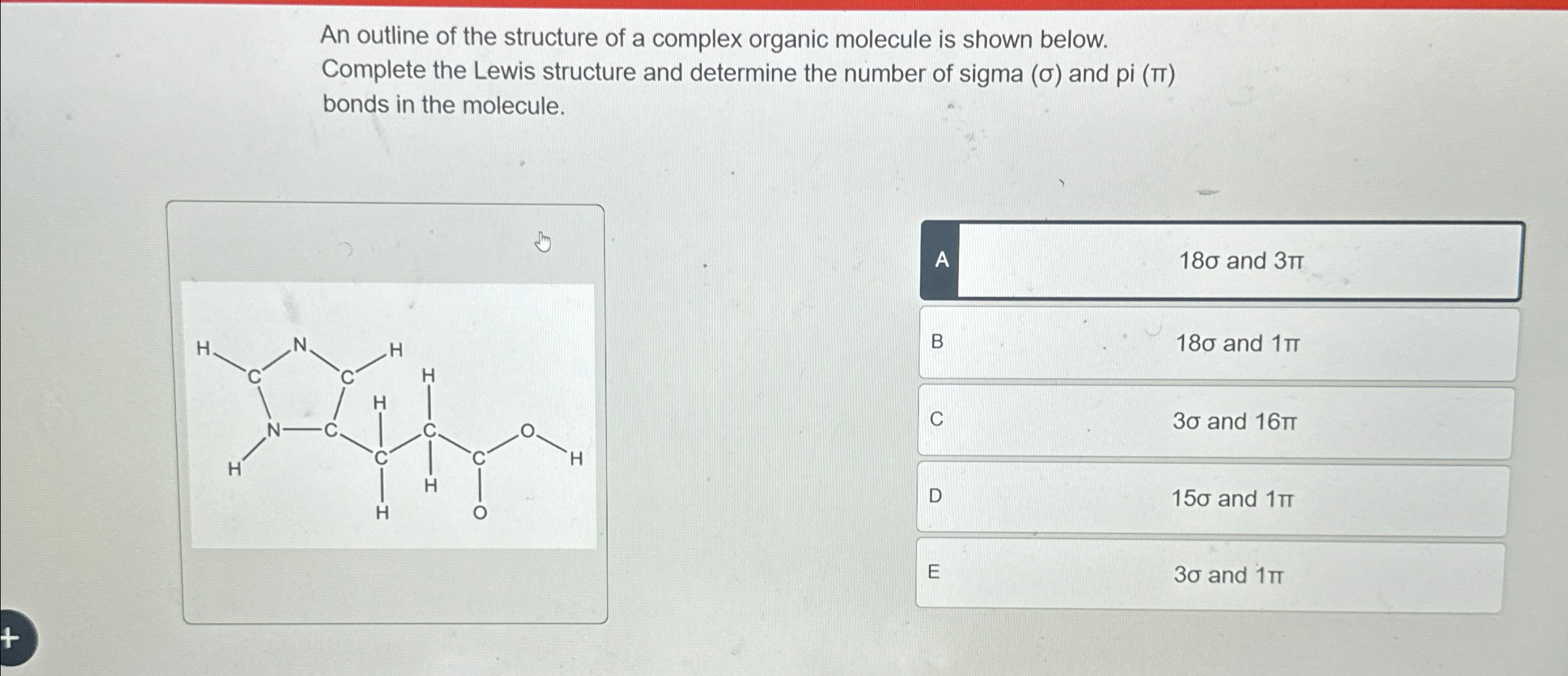 Solved An outline of the structure of a complex organic | Chegg.com