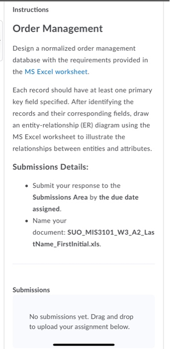 Solved Instructions Order Management Design a normalized | Chegg.com