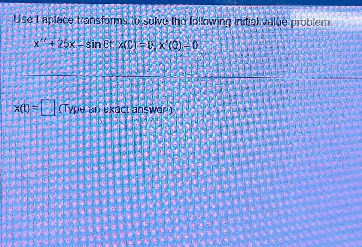 Solved Use Laplace transforms to solve the following initial | Chegg.com