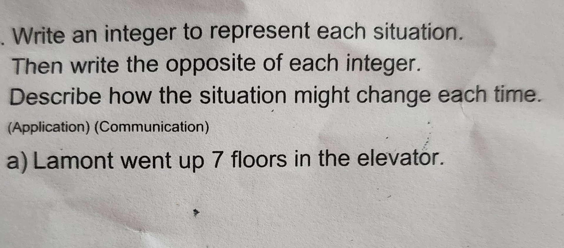Solved Write an integer to represent each situation. Then | Chegg.com