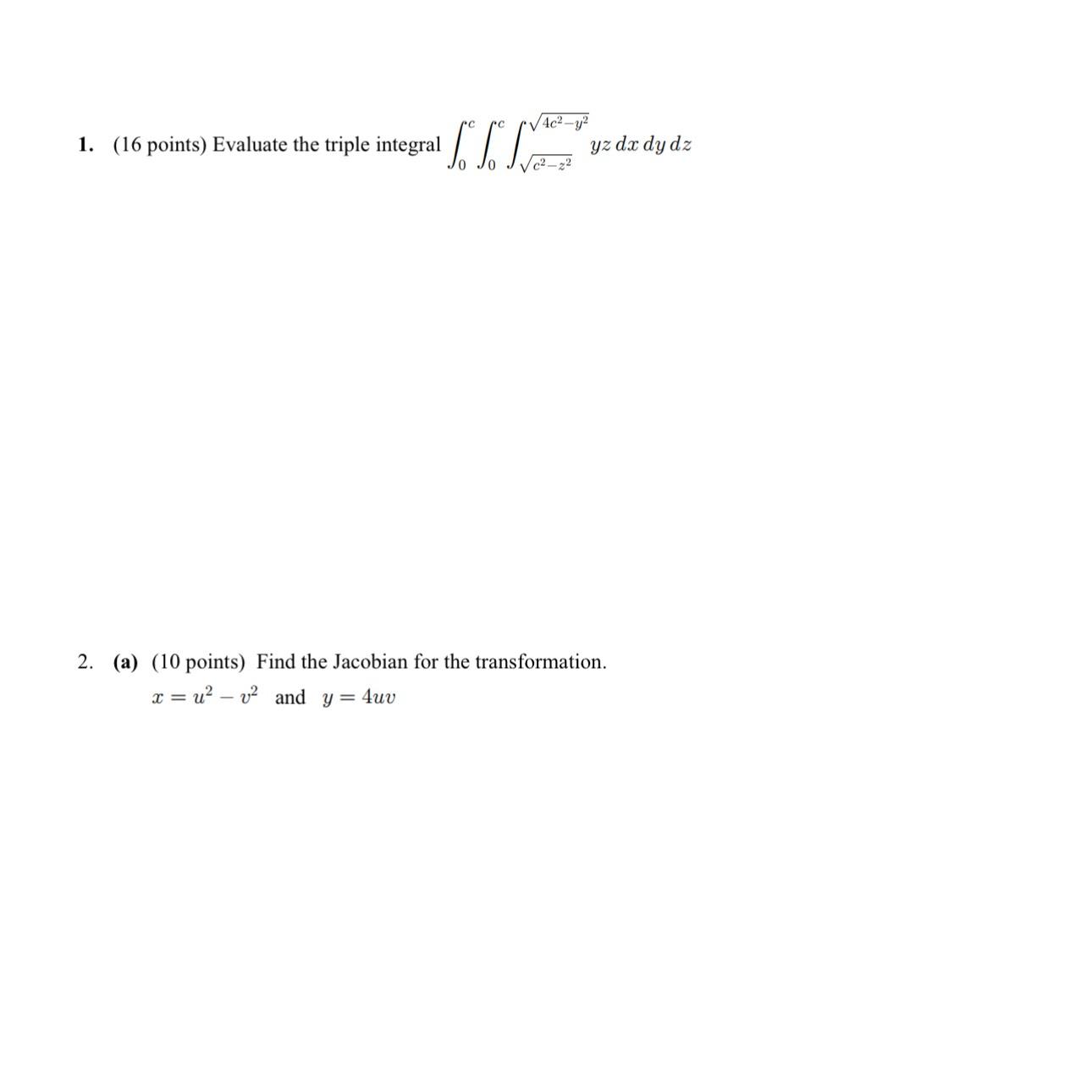 Solved (16 ﻿points) ﻿Evaluate the triple integral | Chegg.com