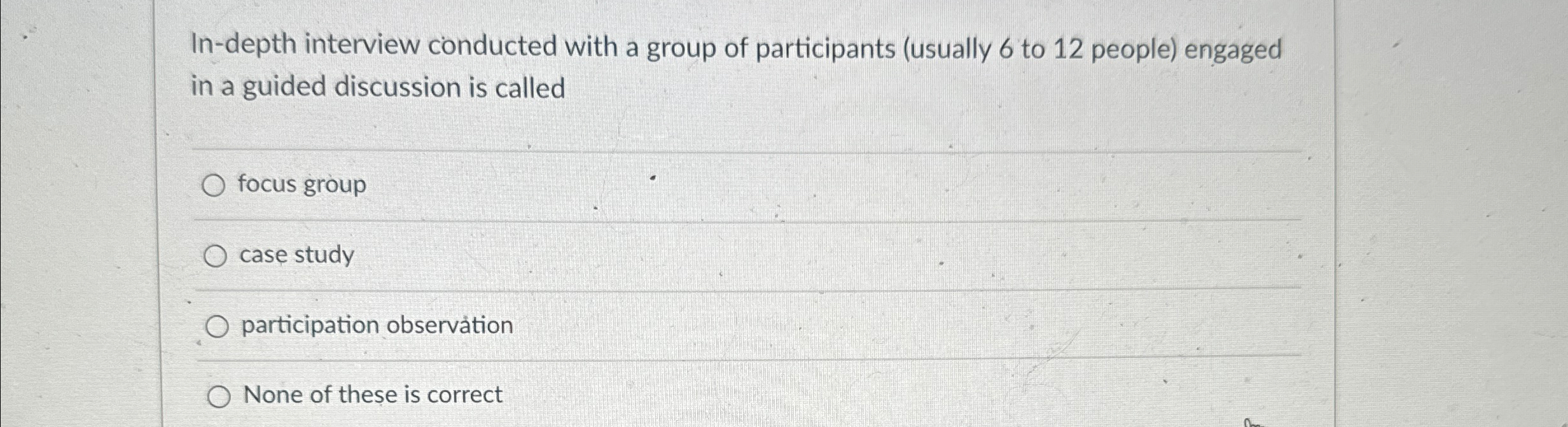 Solved In-depth interview conducted with a group of | Chegg.com