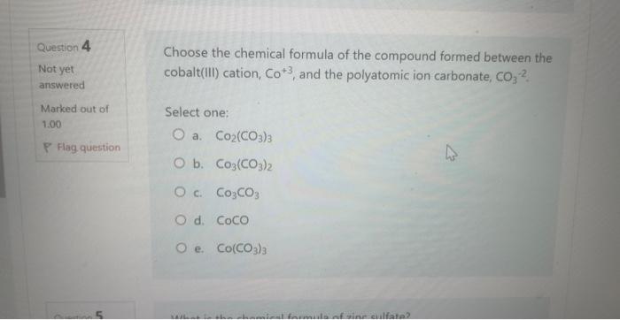 Solved Choose the chemical formula of the compound formed | Chegg.com