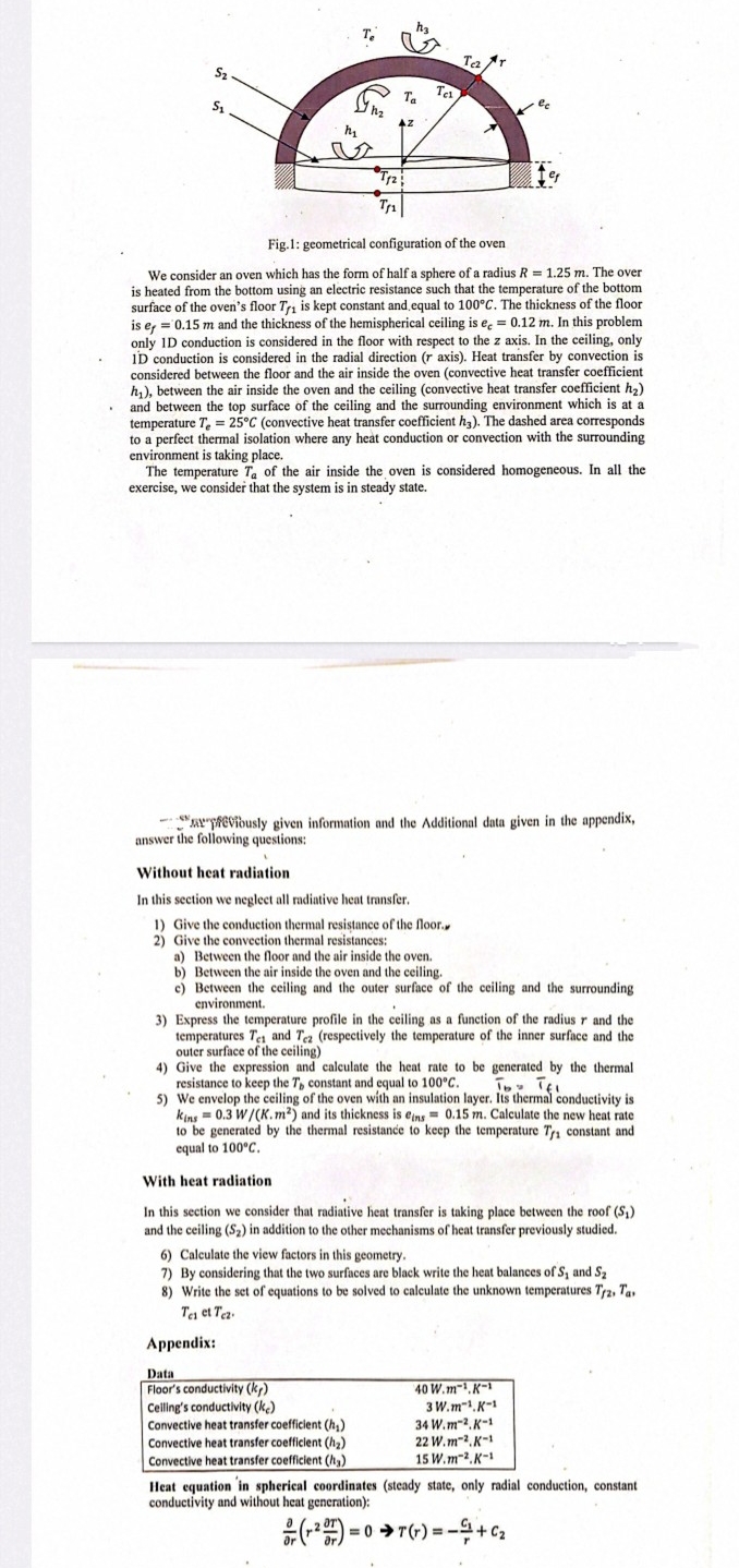 Solved Fig.1: geometrical configuration of the ovenWe | Chegg.com