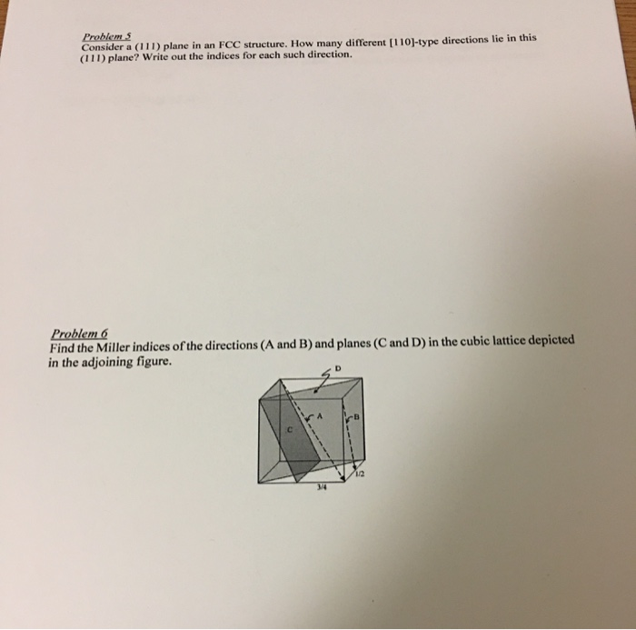 Solved Problem 3 Consider a (111) plane in an FCC structure. | Chegg.com